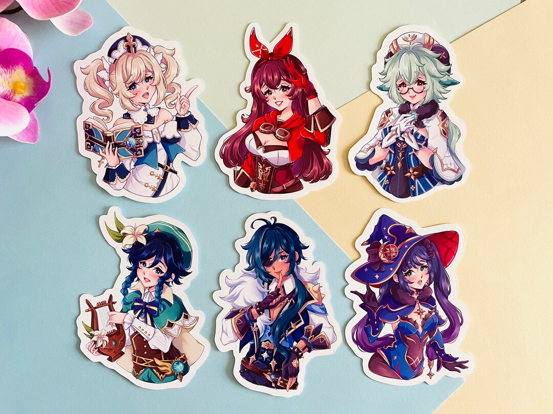 Genshin Impact Mondstadt Vinyl Sticker Set Amber, Kaeya, Mona, Venti ...
