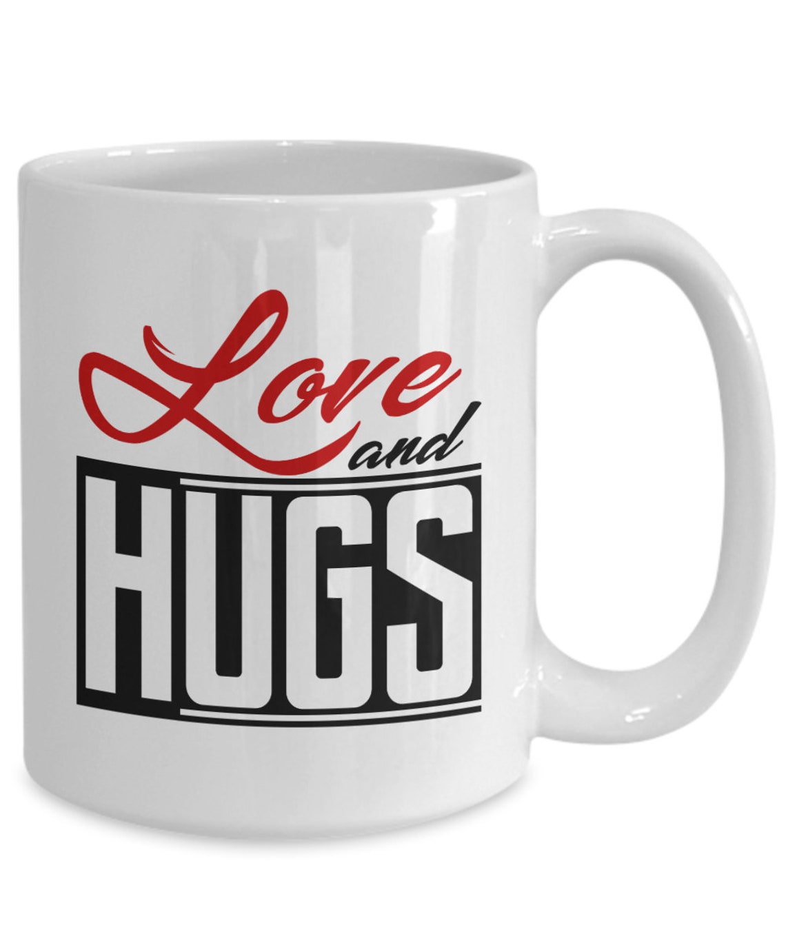 Coffee Mug Gift: Love and Hugs Black Mug / Love and Hugs White - Etsy