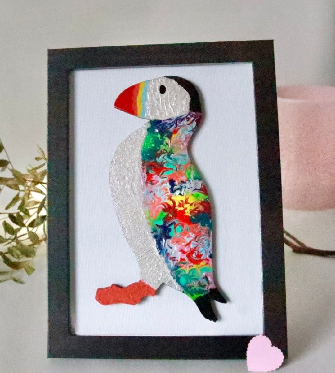 Puffin Art, Rainbow, Hand Painted, Wall Art, Home Decor, Puffin Gift ...