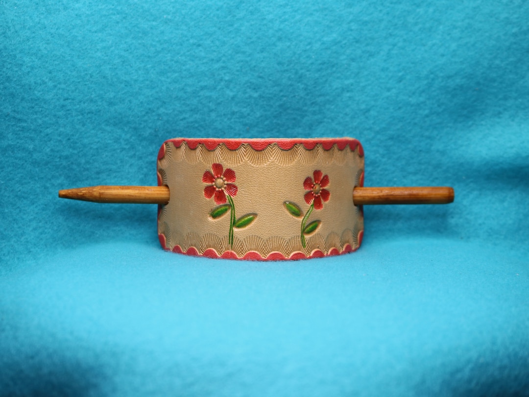 Leather Hair Barrette, Leather Hair Accessories, Hair Stick, Leather ...