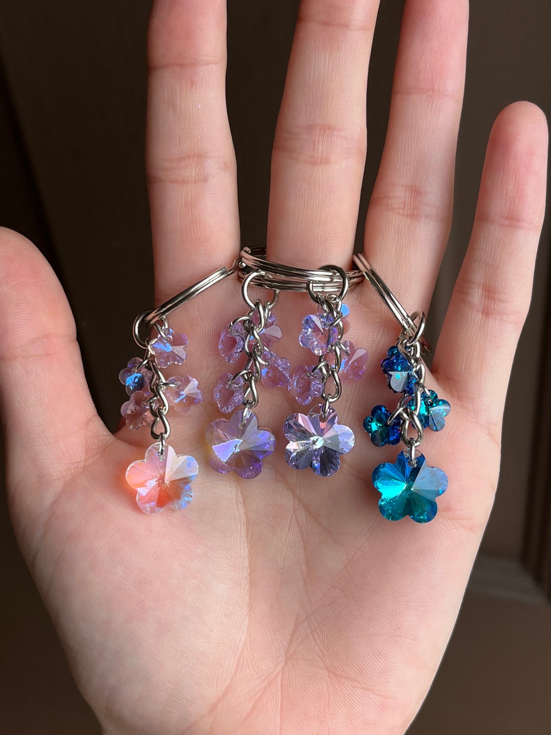 Swarovski Flower Keychain, Bag Charm, Purse Charm, Luggage Charm ...