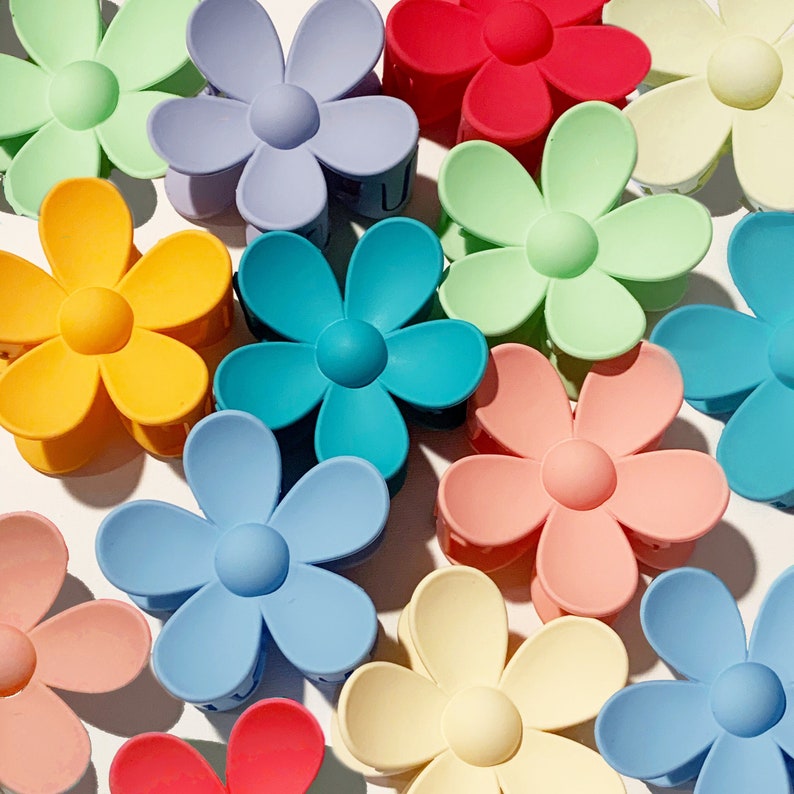 Flower Claw Clips Preppy Multi Colored Retro Flower Hair Claw Clips - Etsy
