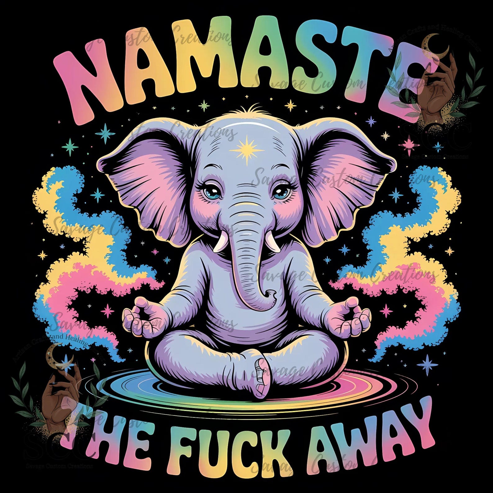 Namaste Elephant Art Print: Spiritual Humor, Meditation Poster (digital ...