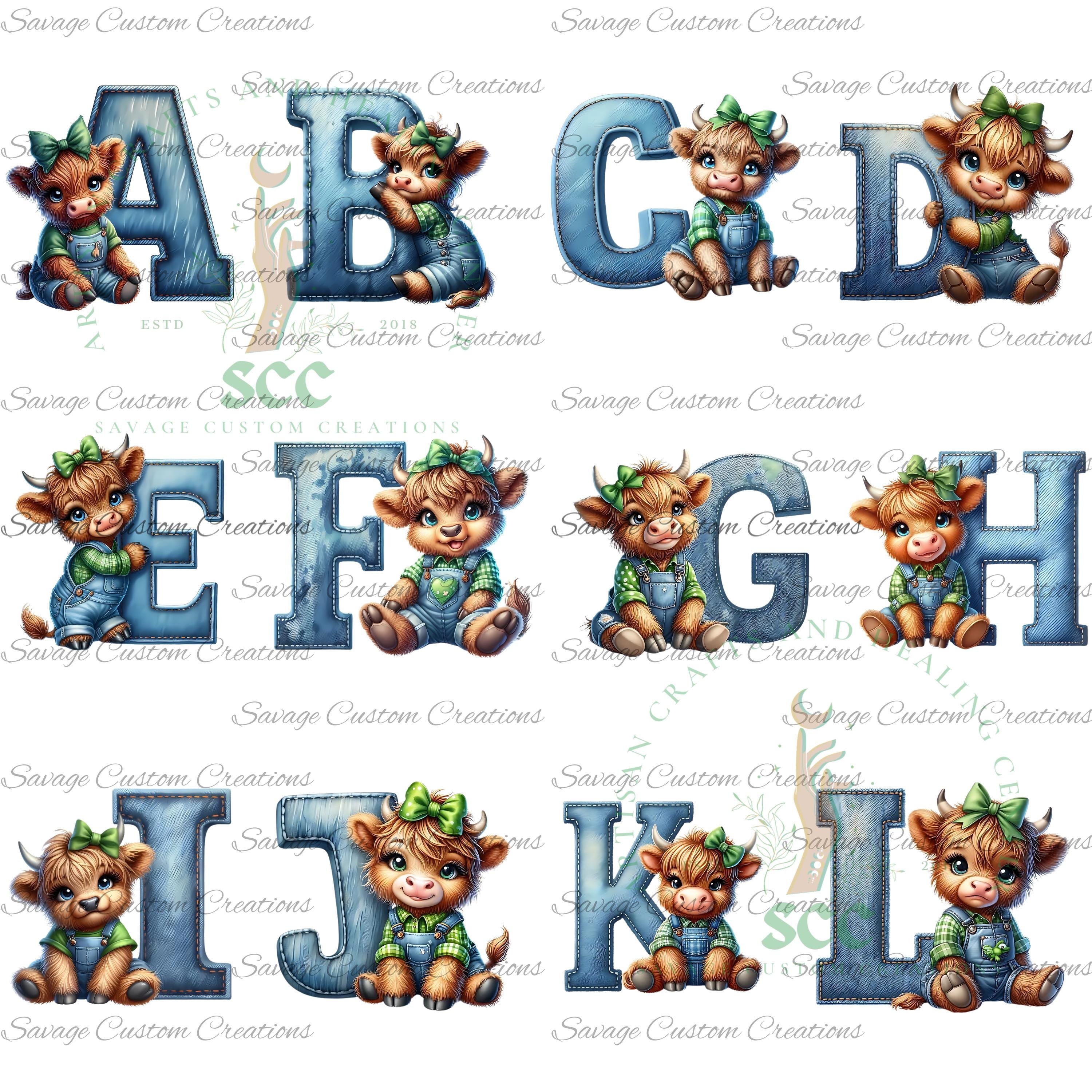 Highland Cow Alphabet Bundle, Letters Clip Art, Commercial Use, A to Z ...