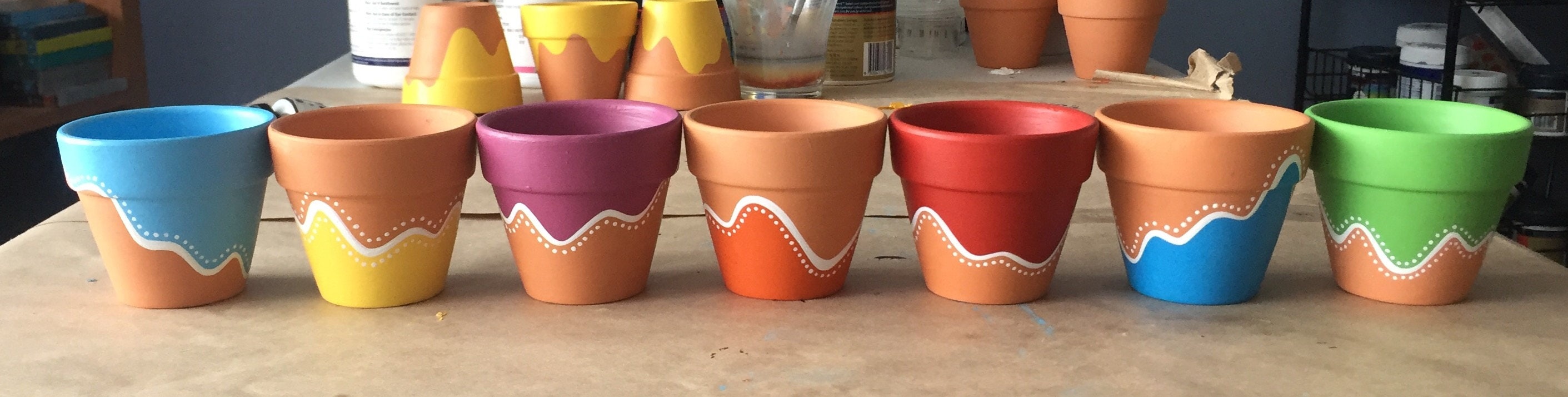 Hand painted terracotta pots mini terracotta pots Colourful | Etsy
