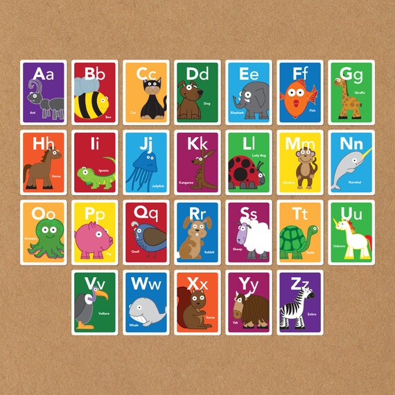 Animal ABC Flash Cards Animal Alphabet Cards Nursery Or Etsy