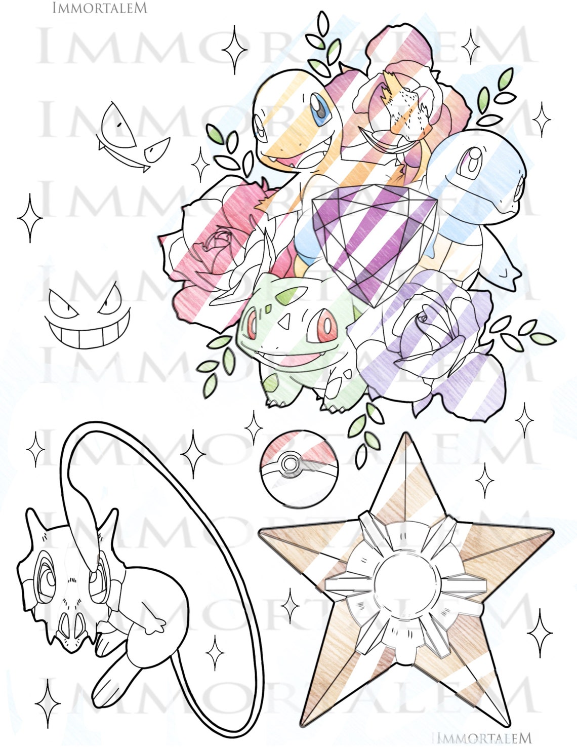 SHINY POKEMON ART Printable Coloring Page Adult & Kids - Etsy