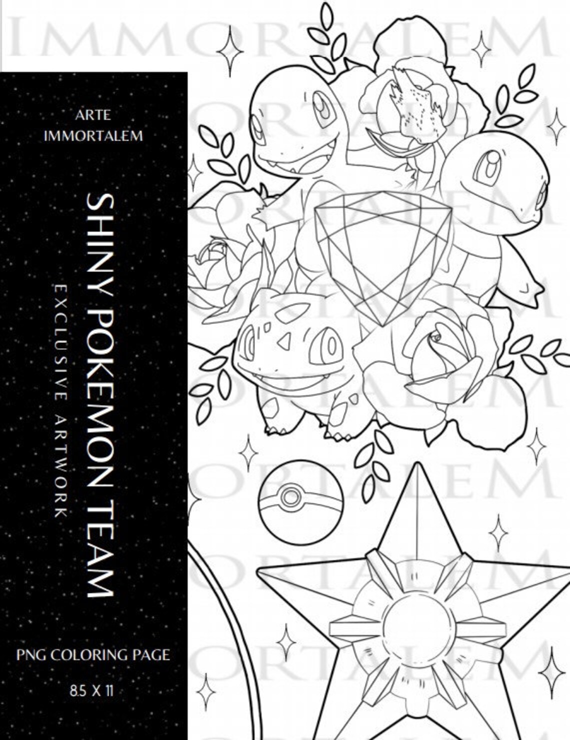 SHINY POKEMON ART Printable Coloring Page Adult & Kids - Etsy