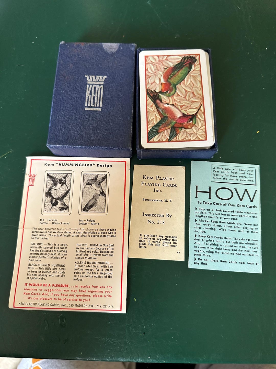 Vintage KEM 1935 Bakelite Card Holder KEM 1 Deck Hummingbird Playing ...