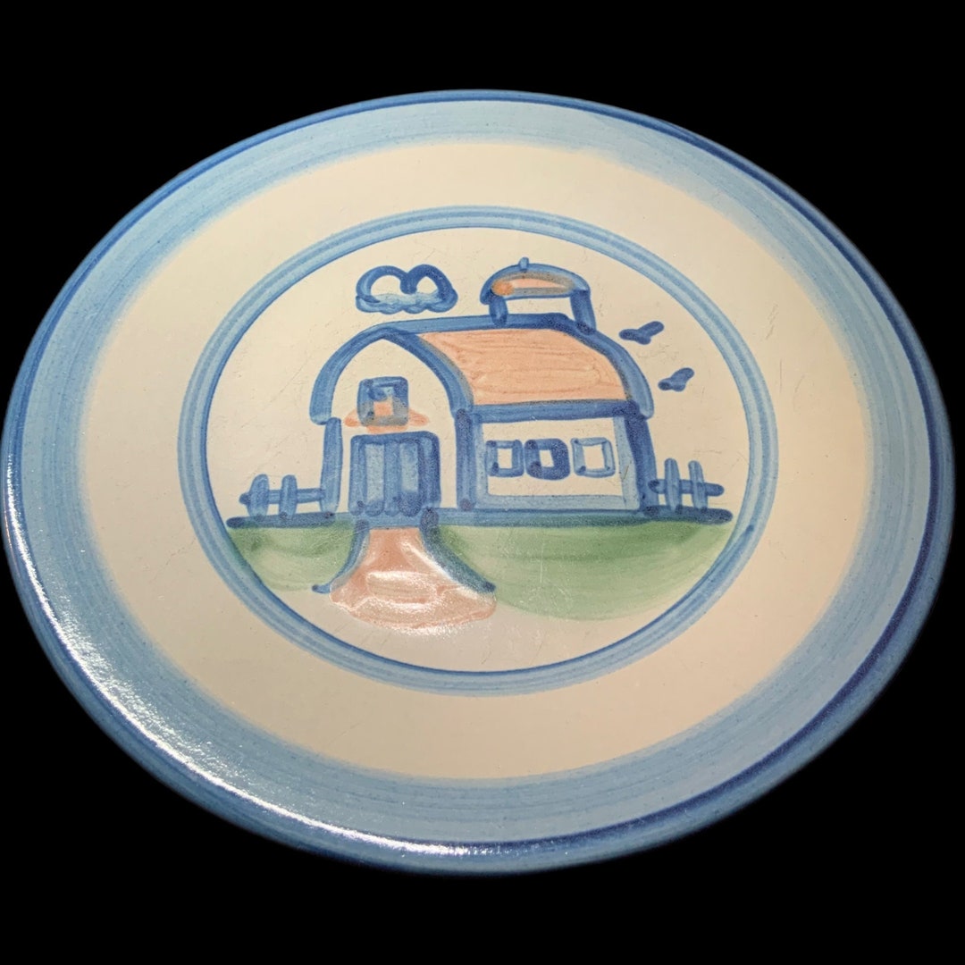 M A Hadley Vintage 8 7/8 Dinner Plate Country Pattern Barn Design - Etsy