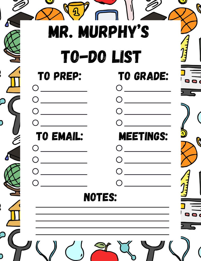 Editable Teacher To-do List|printable Planner for Teachers|prep, Grade ...