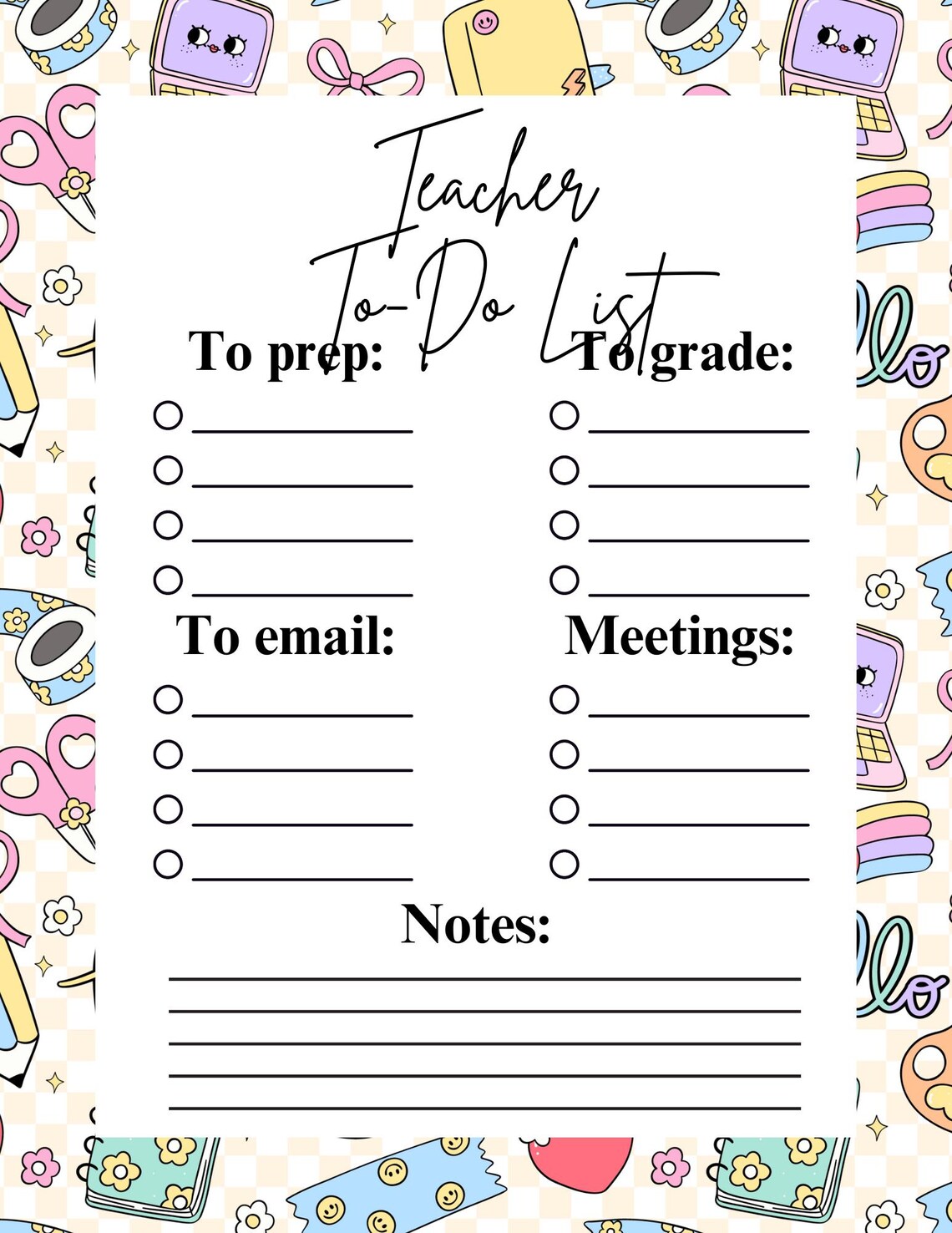 Editable Teacher To-do List|cute Printable Planner for Teachers|prep ...