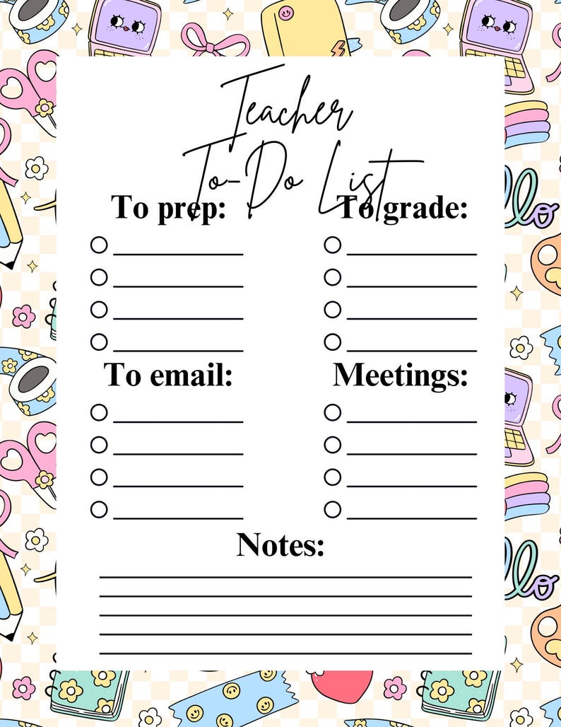 Editable Teacher To-do List|cute Printable Planner for Teachers|prep ...