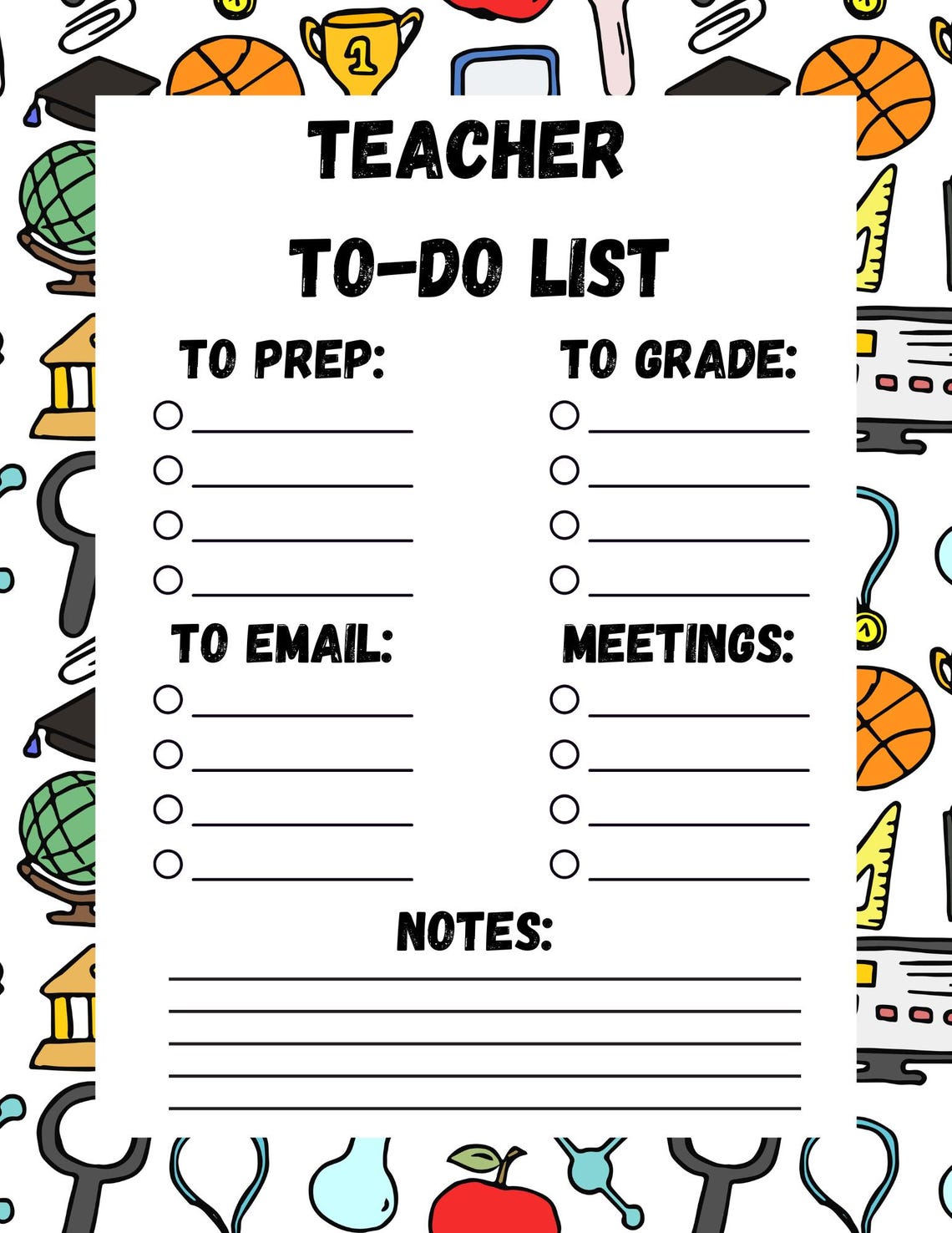 Editable Teacher To-do List|printable Planner for Teachers|prep, Grade ...