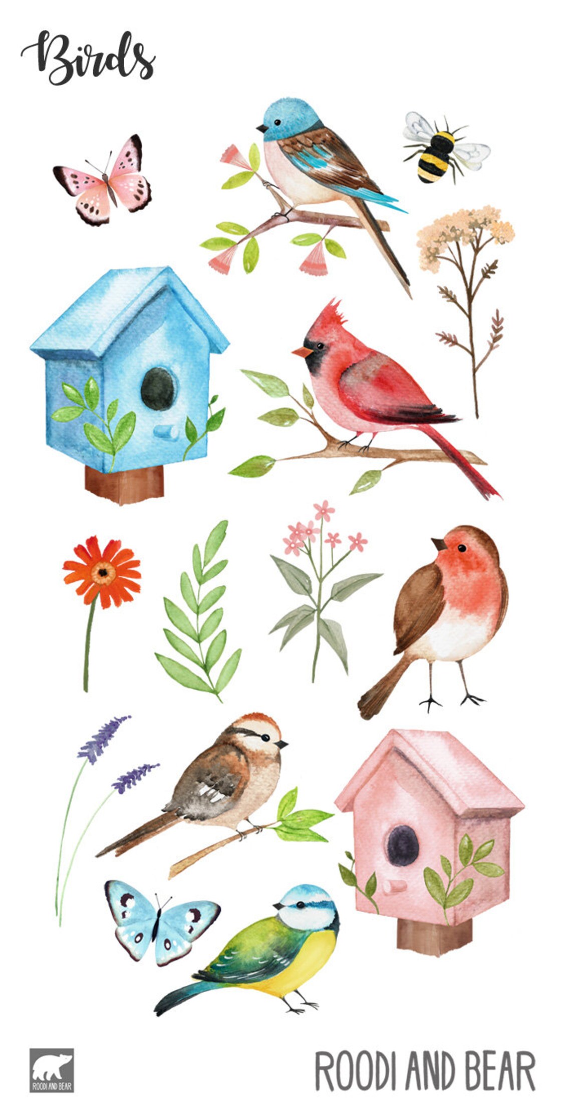 Watercolor Birds Clipart, Watercolour Bird Clipart, Watercolor Bird ...