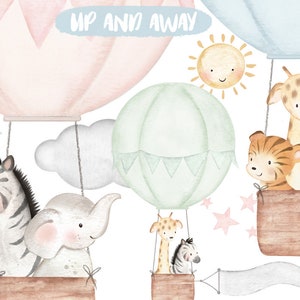 Hot Air Balloons Watercolor Clipart Set Nursery Wall Art Watercolor ...