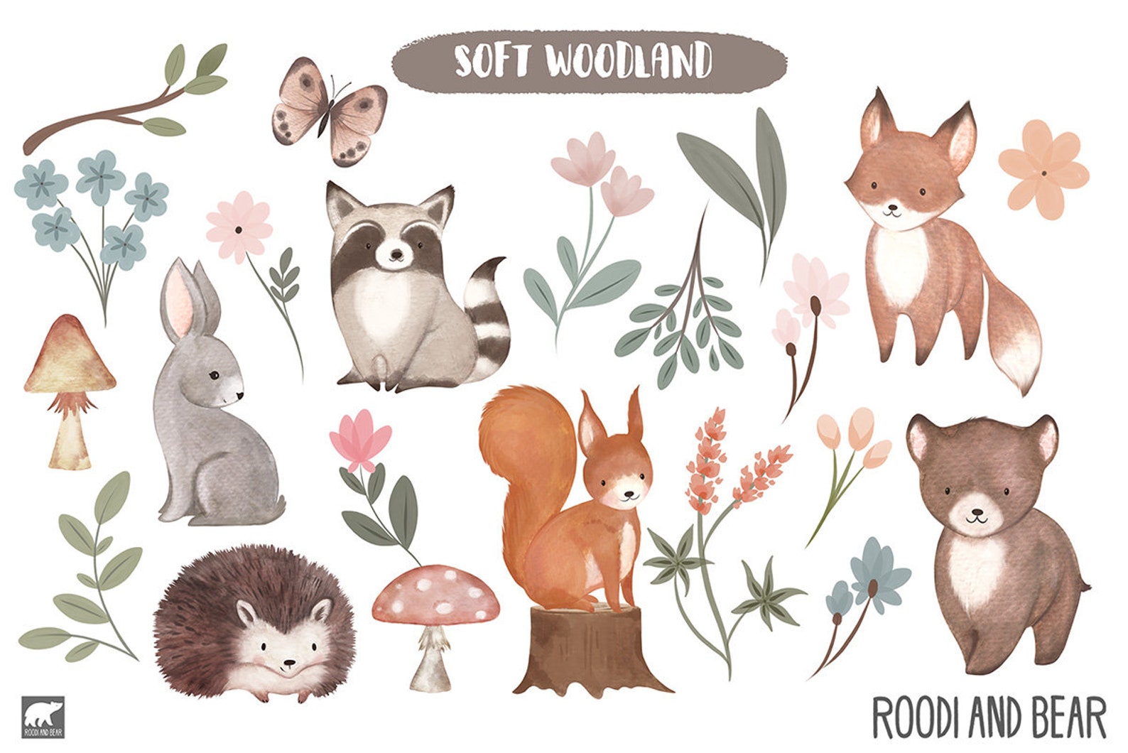 Watercolor Boho Woodland Pastel Woodland Animals - Etsy