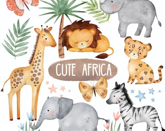 Watercolour Jungle Clipart, Jungle Animals, Hand Painted Jungle, Safari ...