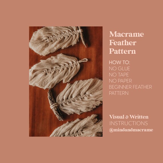 Macrame Tutorial Macrame Feather Macrame Pattern Macrame | Etsy