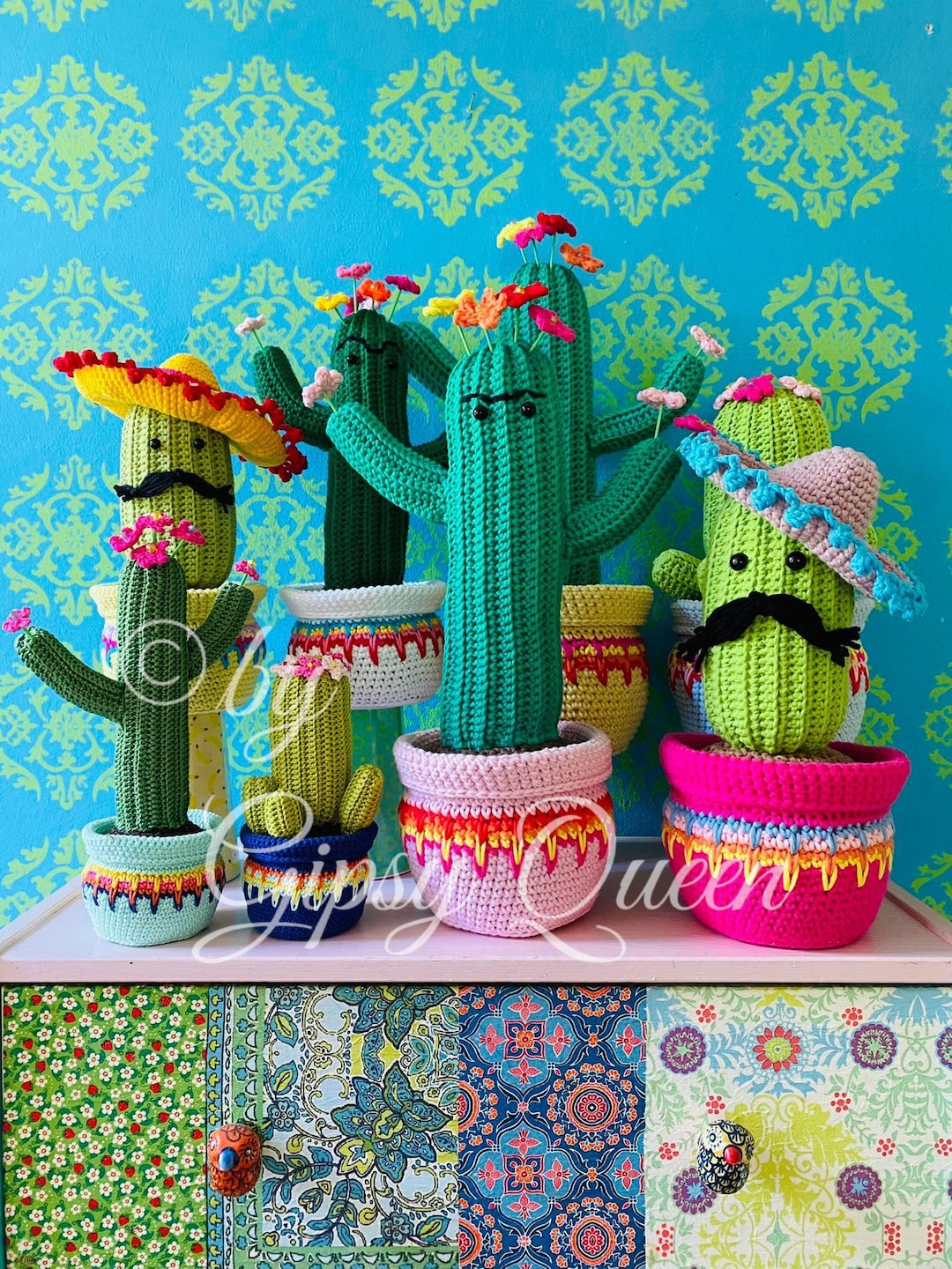 Crochet Pattern Cactus Karlotta and Karlos Doorstop, Crochet Cacti ...