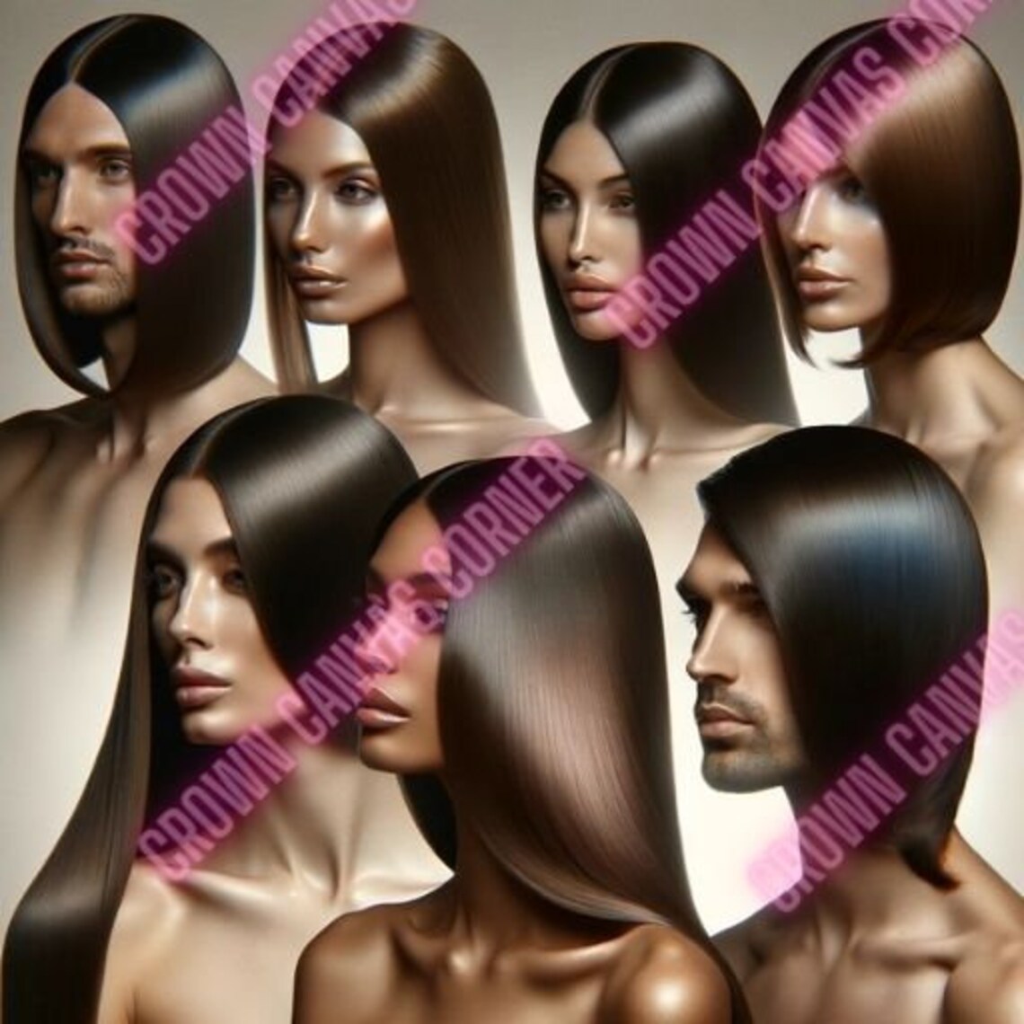 Sleek Elegance - Silk Press Bob Cut Digital Art Print, Ai-generated ...