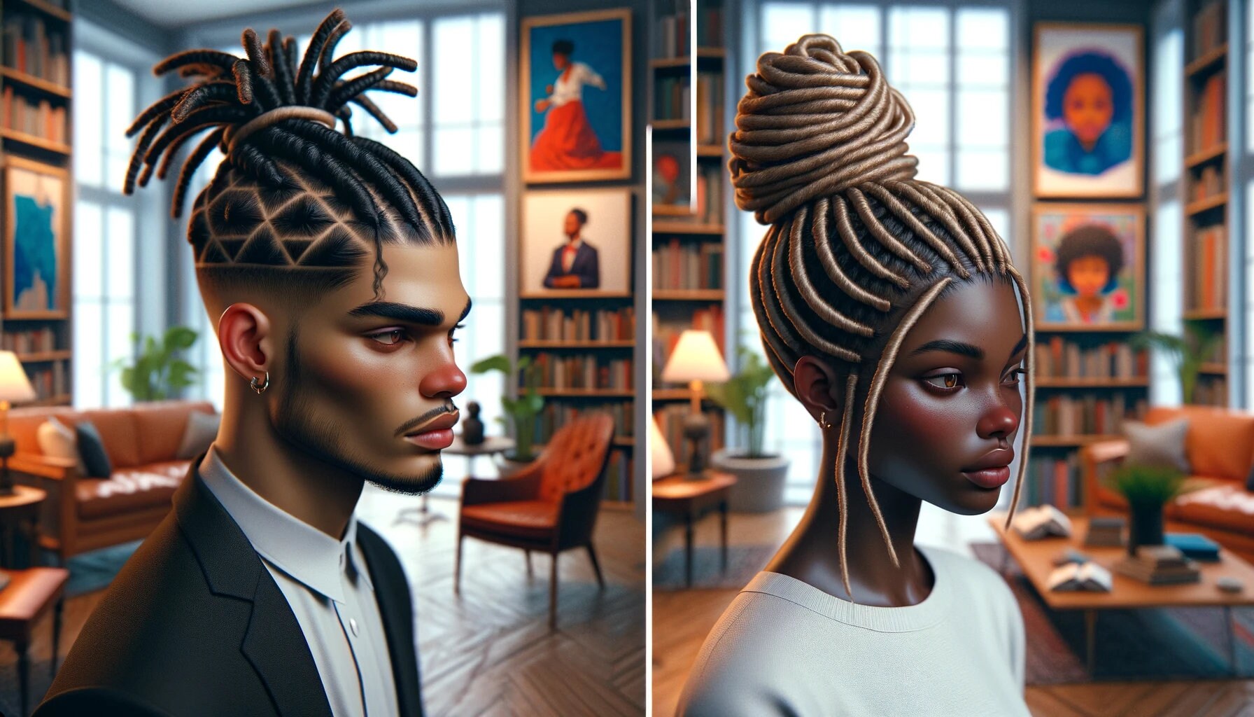 Dreadlocks With Bun Twist Digital Art Print, Ai-generated Black Artwork ...