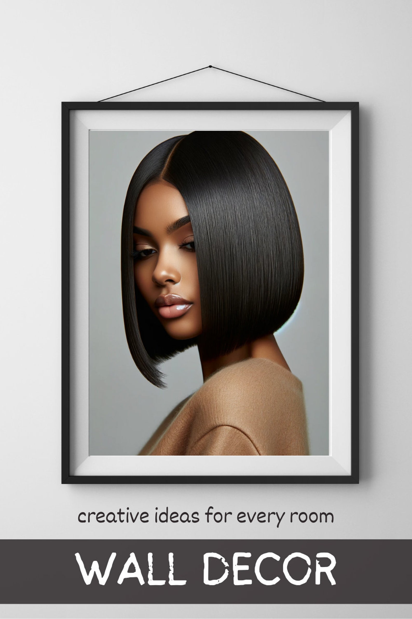Sleek Elegance - Silk Press Bob Cut Digital Art Print, Ai-generated ...