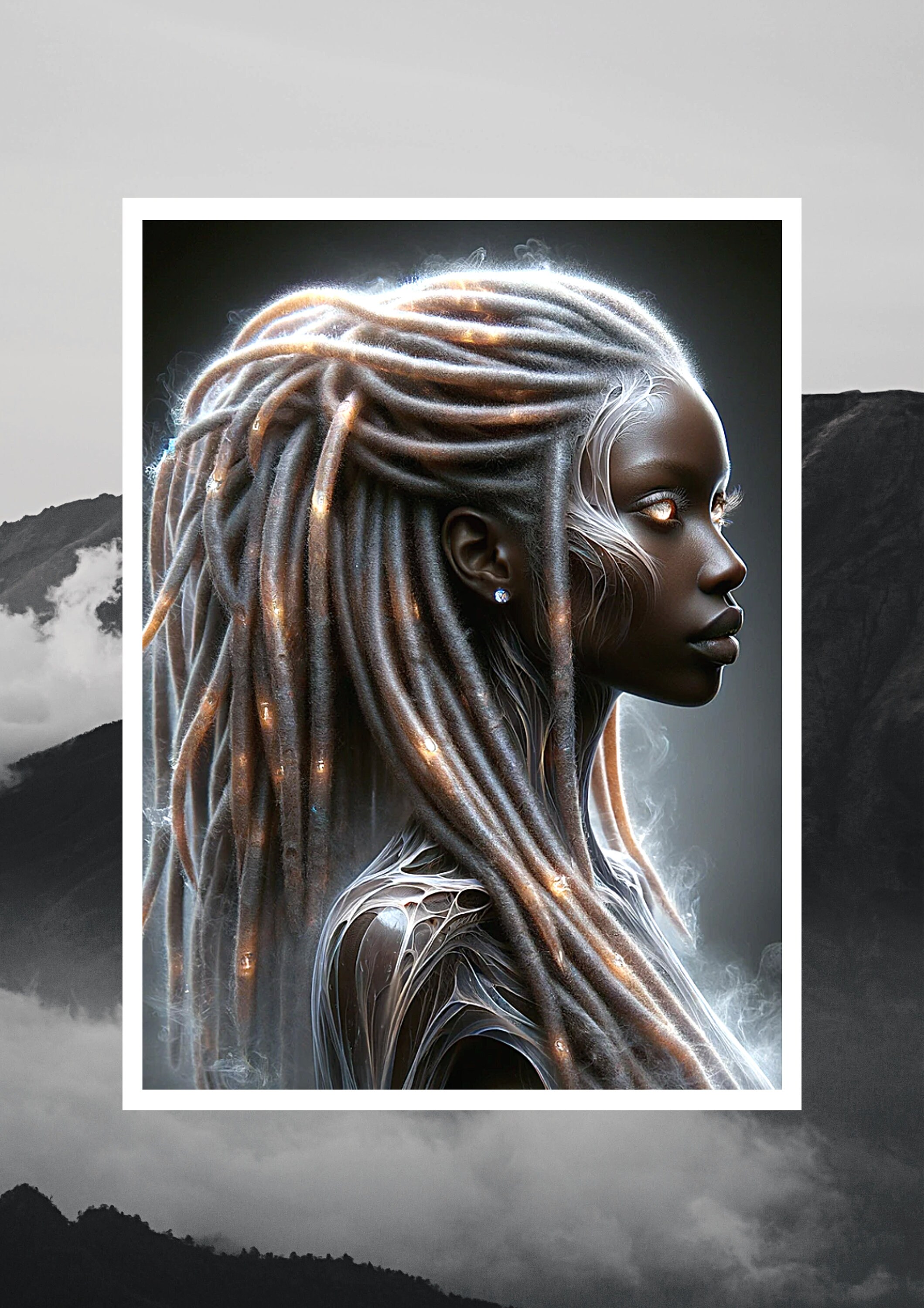 Misted Woman W/ Moss-highlighted Box Braids, Dread-locs- Digital Art ...