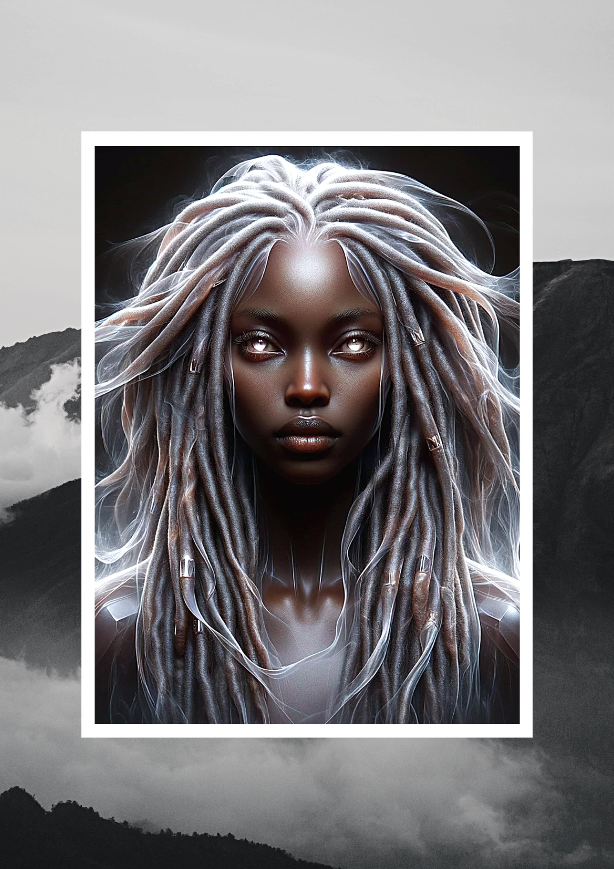 Misted Woman W/ Moss-highlighted Box Braids, Dread-locs- Digital Art ...