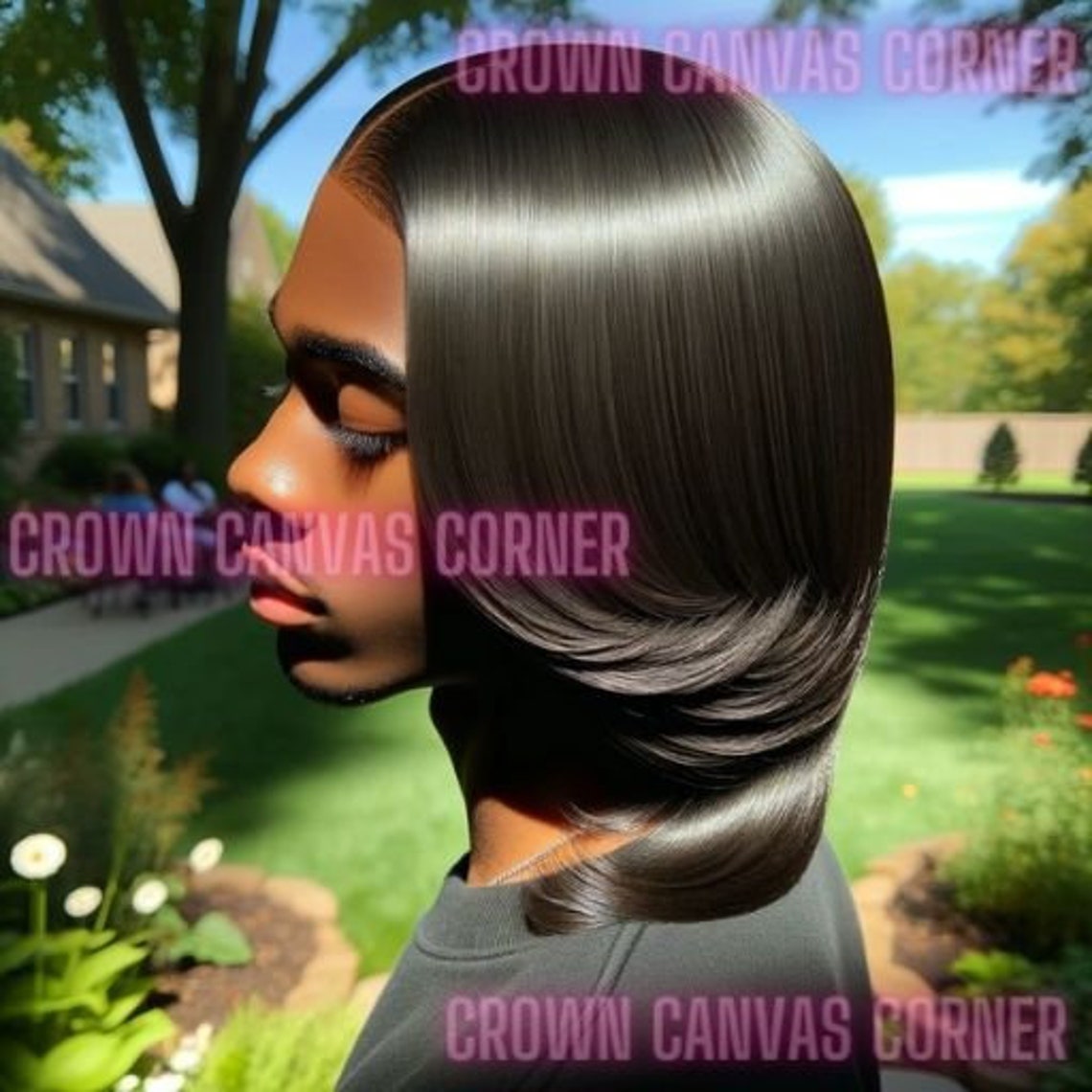 Sleek Elegance - Silk Press Bob Cut Digital Art Print, Ai-generated ...