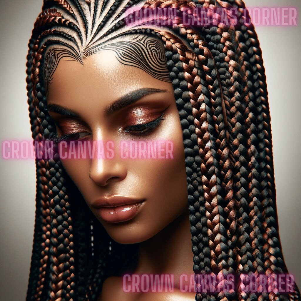Egyptian Box Braids W/ Luxurious Patterns, Digital Art Print, Ai ...