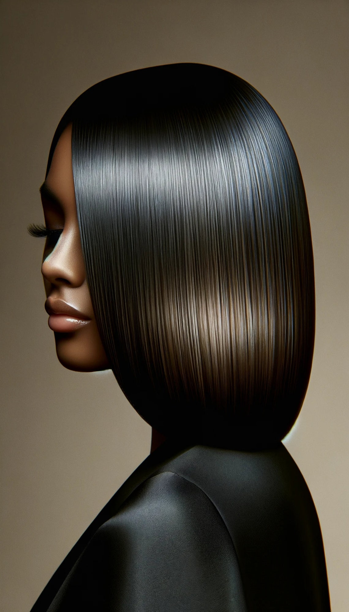 Sleek Elegance - Silk Press Bob Cut Digital Art Print, Ai-generated ...