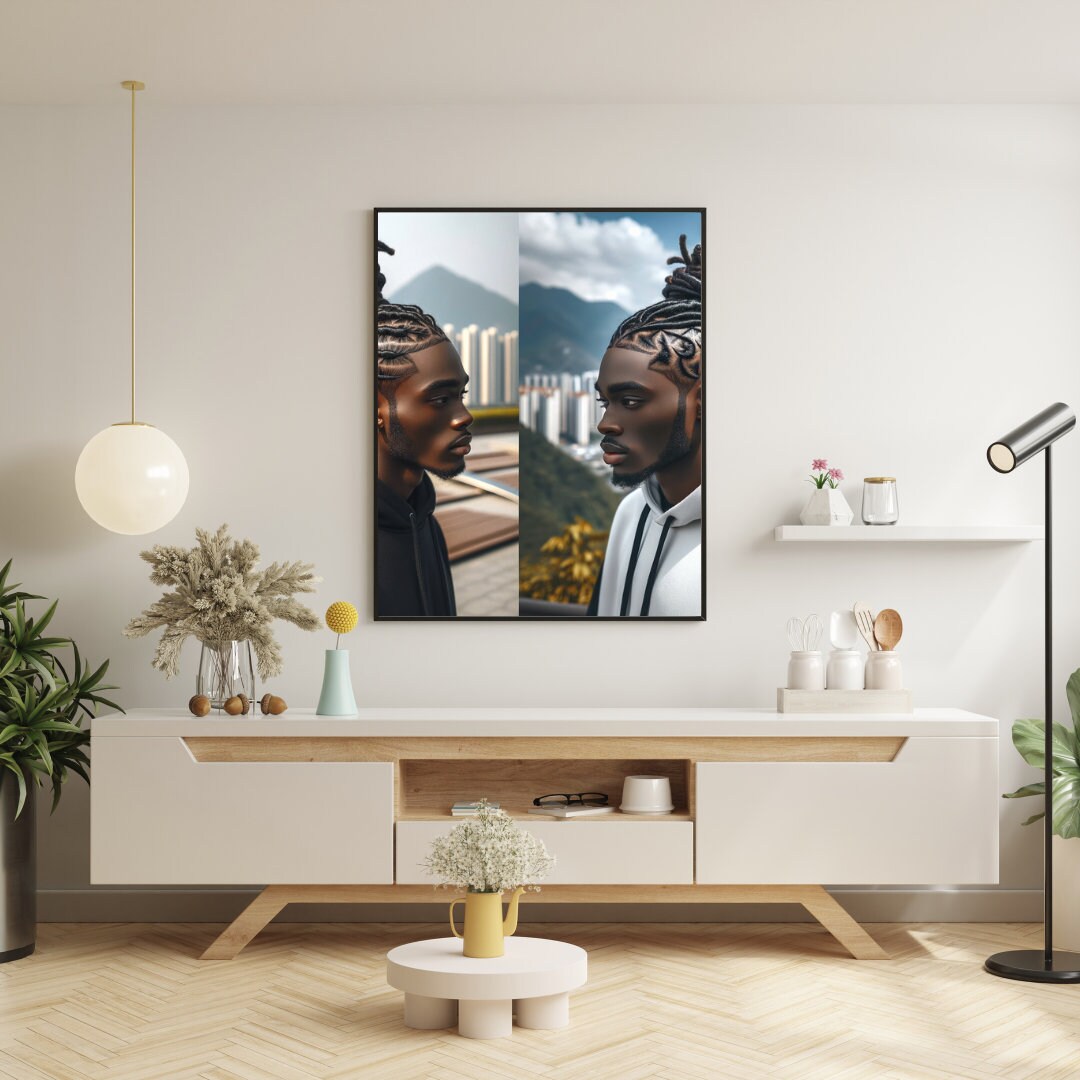 Dreadlocks With Bun Twist Digital Art Print, Ai-generated Black Artwork ...