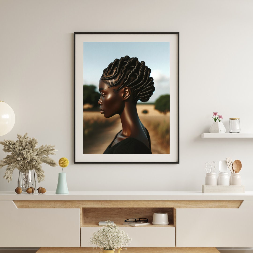 Dreadlocks With Bun Twist Digital Art Print, Ai-generated Black Artwork ...