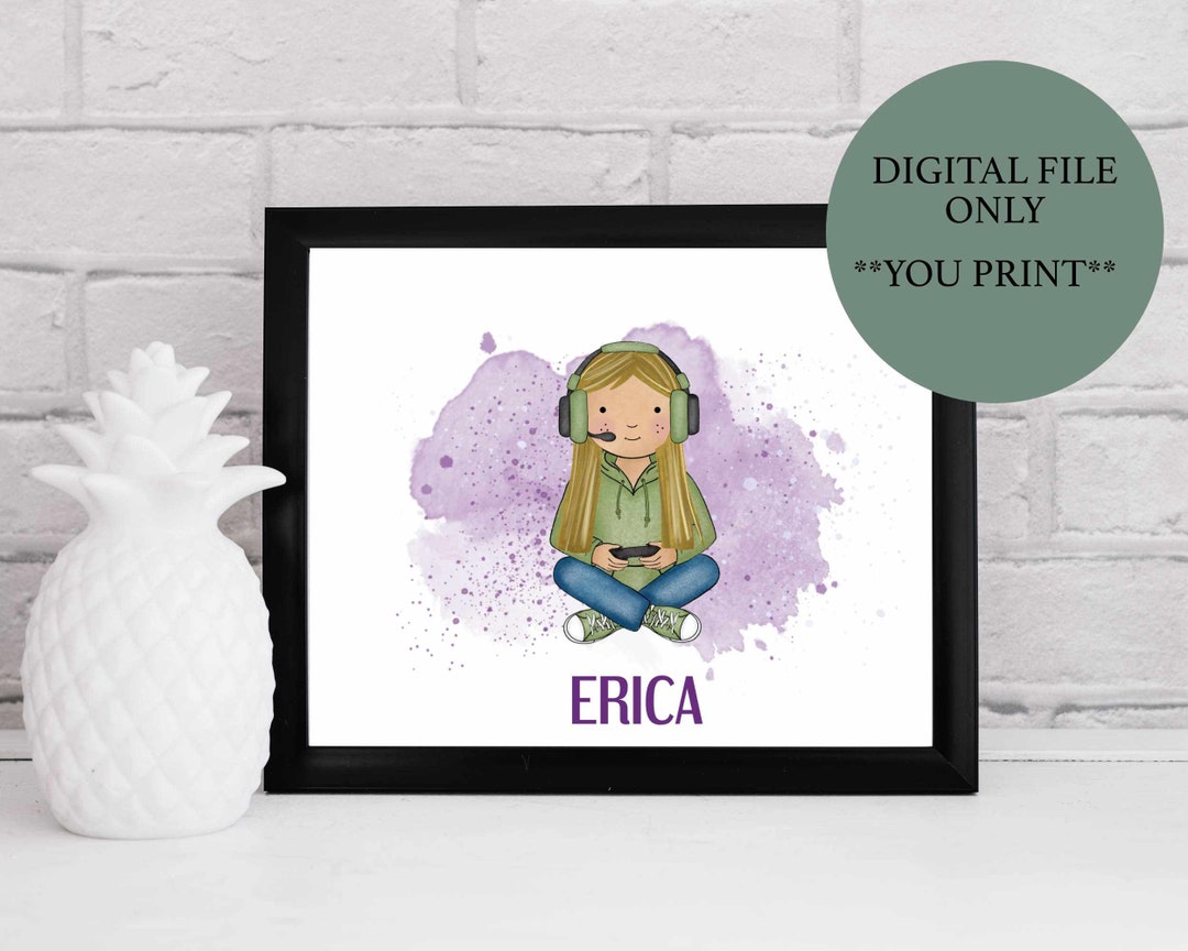 Digital Custom Gamer Cartoon Portrait, Gift for Video Gamer, Gift for ...
