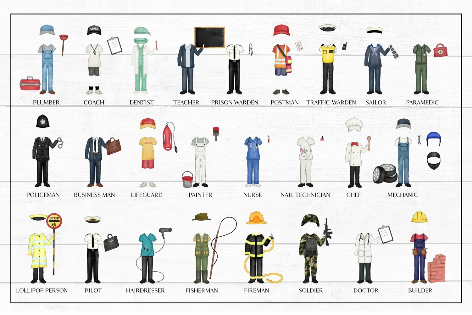 Digital Custom Occupation Cartoon Portrait, Community Helper Picture ...
