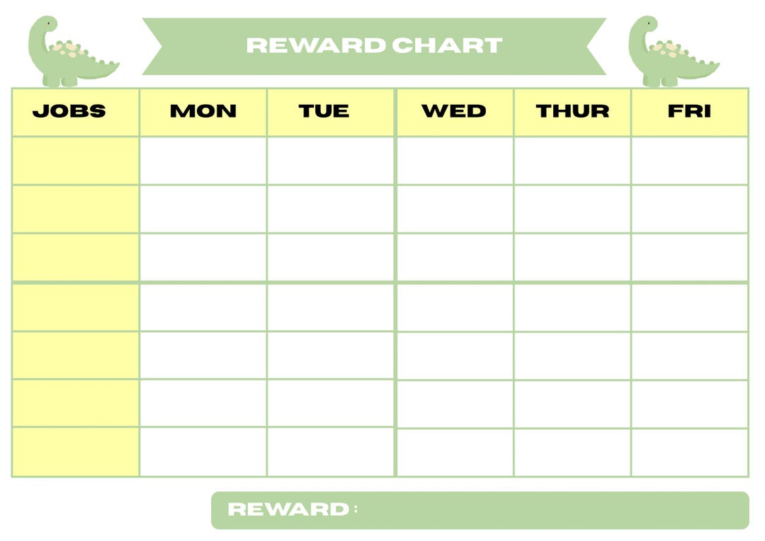 Dinosaur Printable Kids Reward Chart – Behaviour Chart – Chore Chart ...