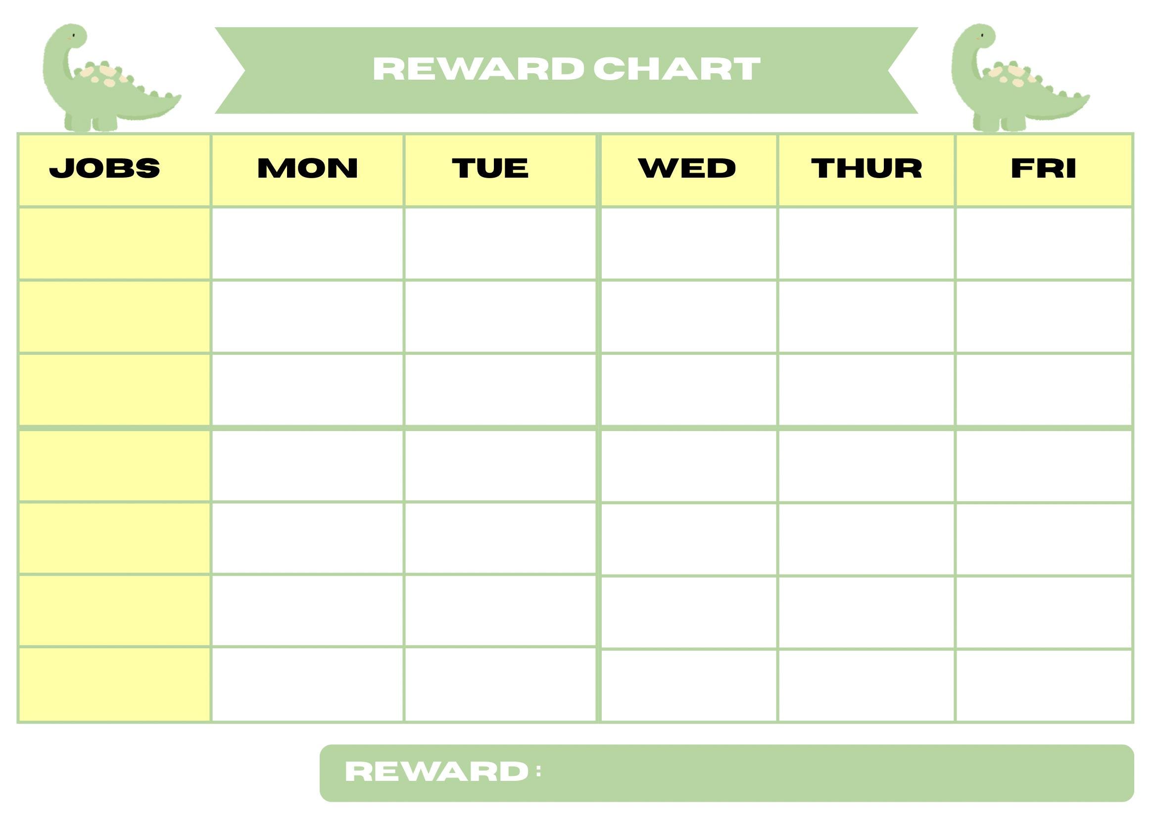 Dinosaur Printable Kids Reward Chart – Behaviour Chart – Chore Chart ...