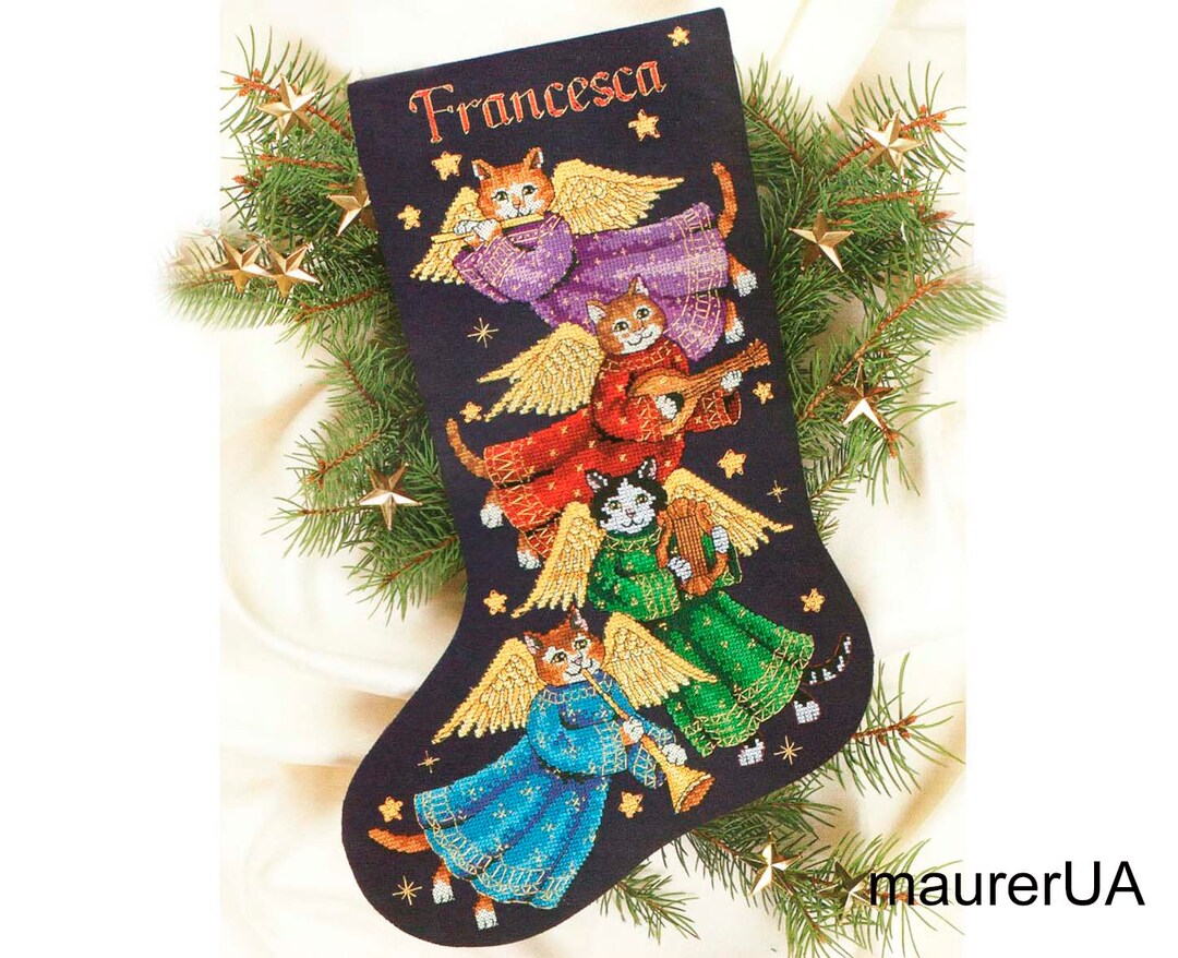 Christmas Angel Cats Personalized Christmas Stocking Dimensions 8485 ...