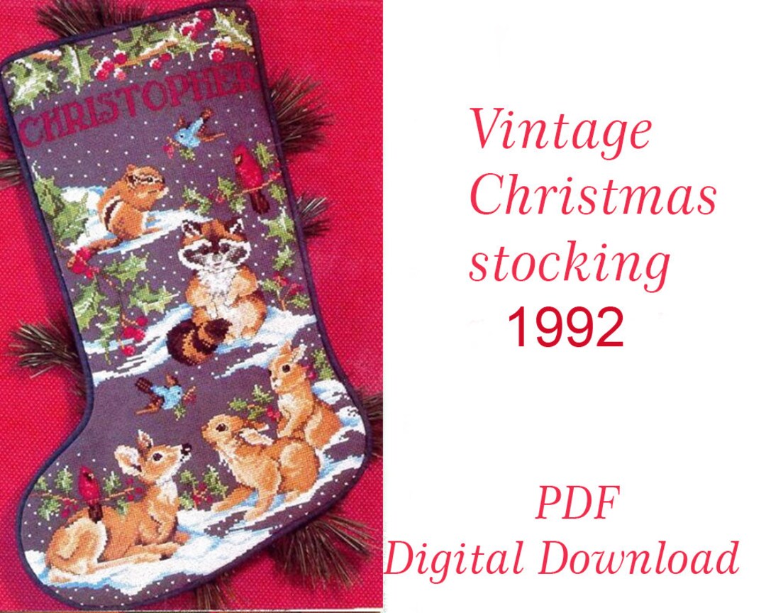 Christmas Stocking PDF Pattern Cross Stitch Vintage Embroidery - Etsy