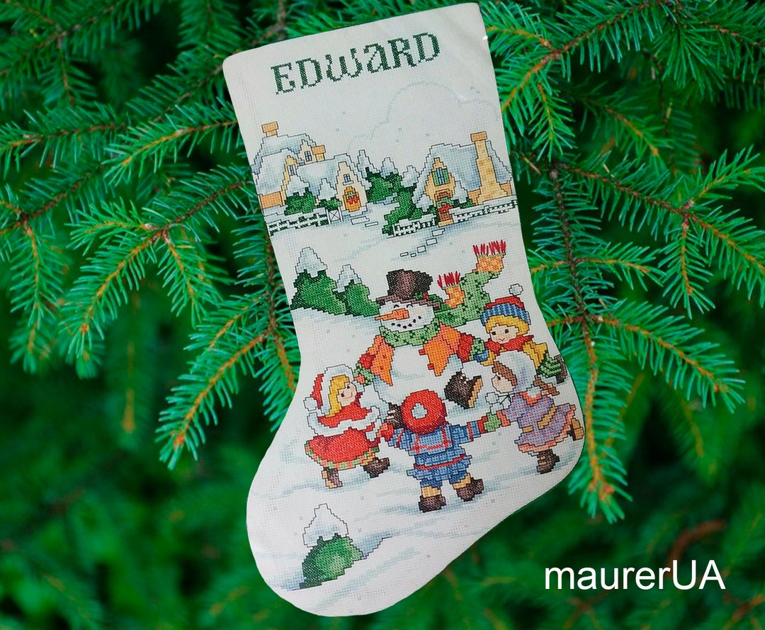 Christmas Stocking Snow Friends Stocking Finished Personalized Stocking ...