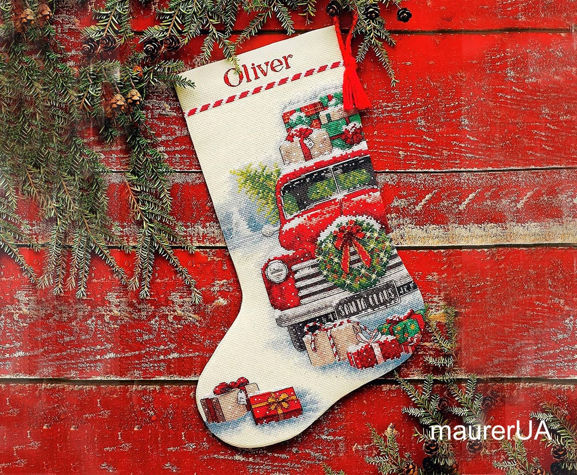 Santa's Truck Stocking Personalised Christmas Stocking - Etsy