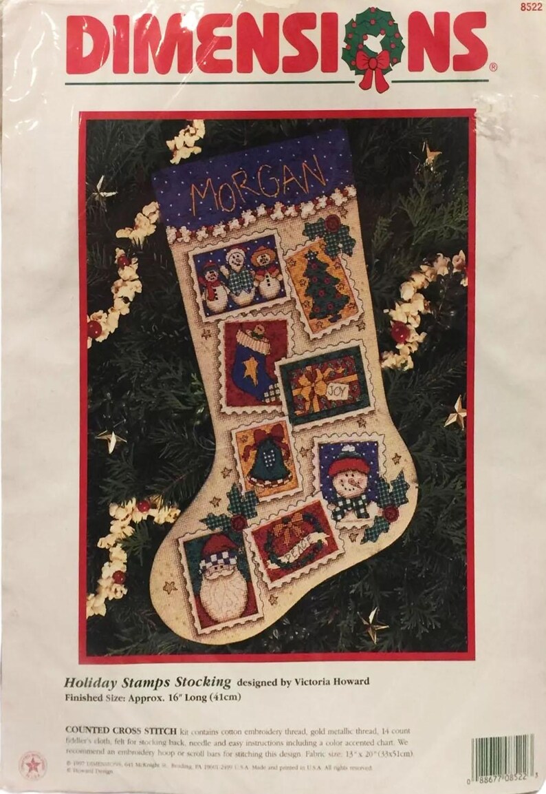 Personalized Christmas Stocking Holiday Stamps Stocking Dimensions ...