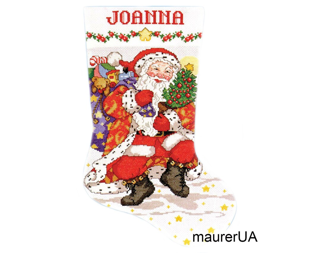 Personalised Christmas Stocking With Embroidered Santa Dancing Santa ...