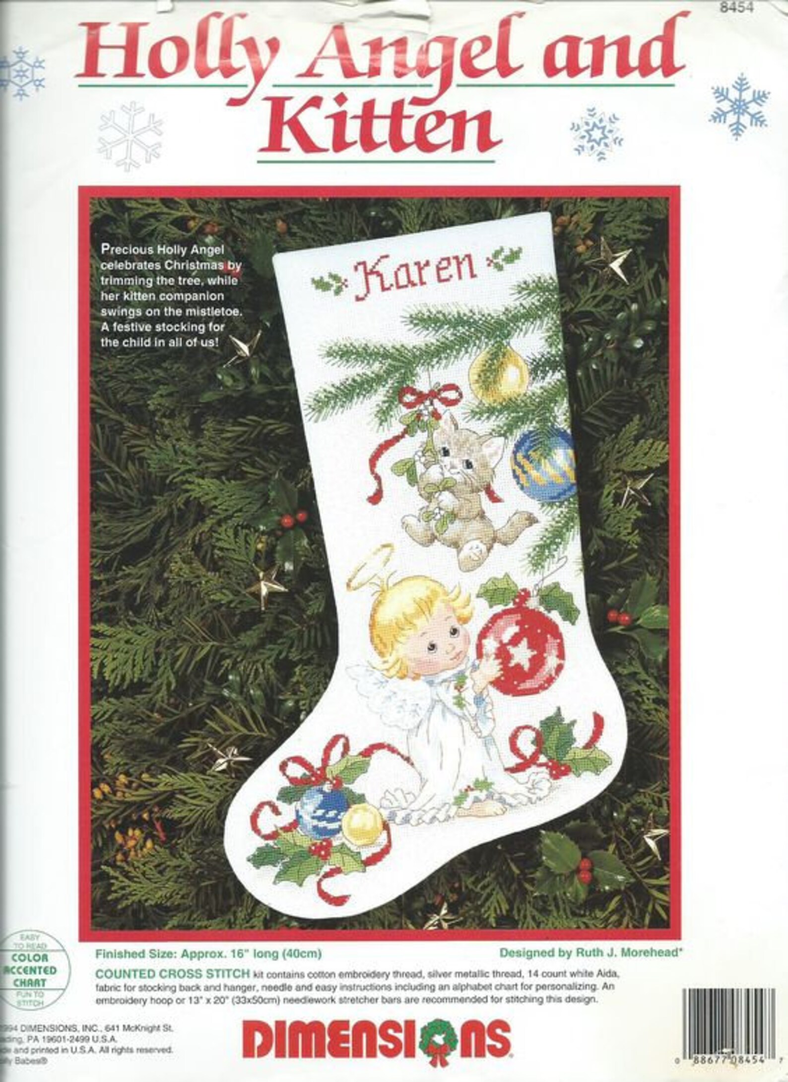 Personalized Christmas Stocking Holly Angel and Kitten Stocking ...