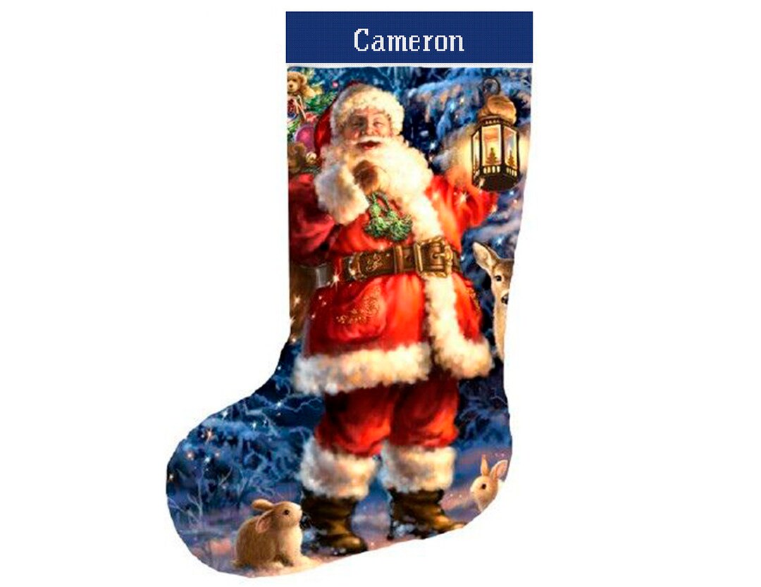 Personalised Christmas Stocking Woodland Santa Stocking LARGE Christmas ...