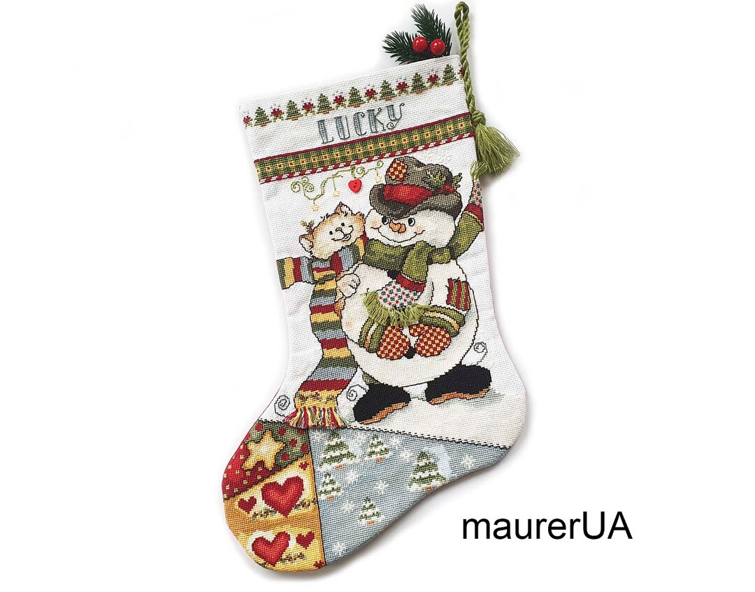Personalized Christmas Stocking Embroidered Snowman and Pet Christmas ...