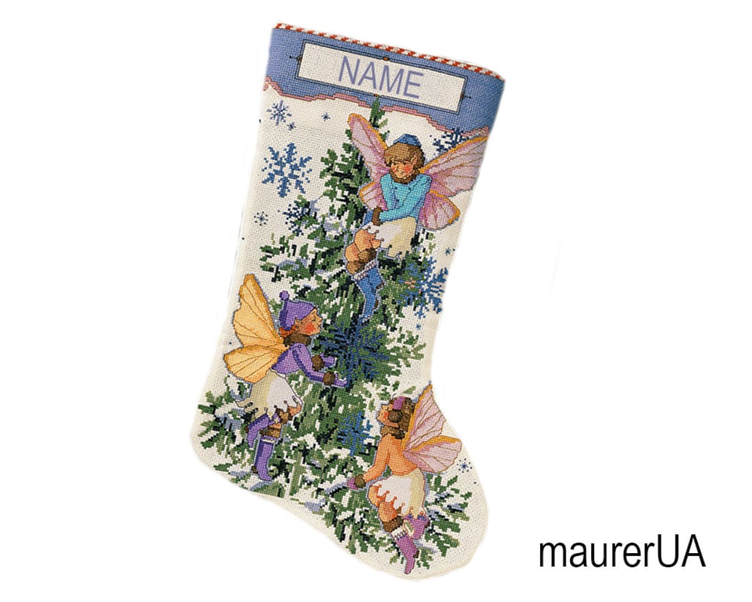 Personalized Christmas Stocking With Embroidered Fairies Custom ...