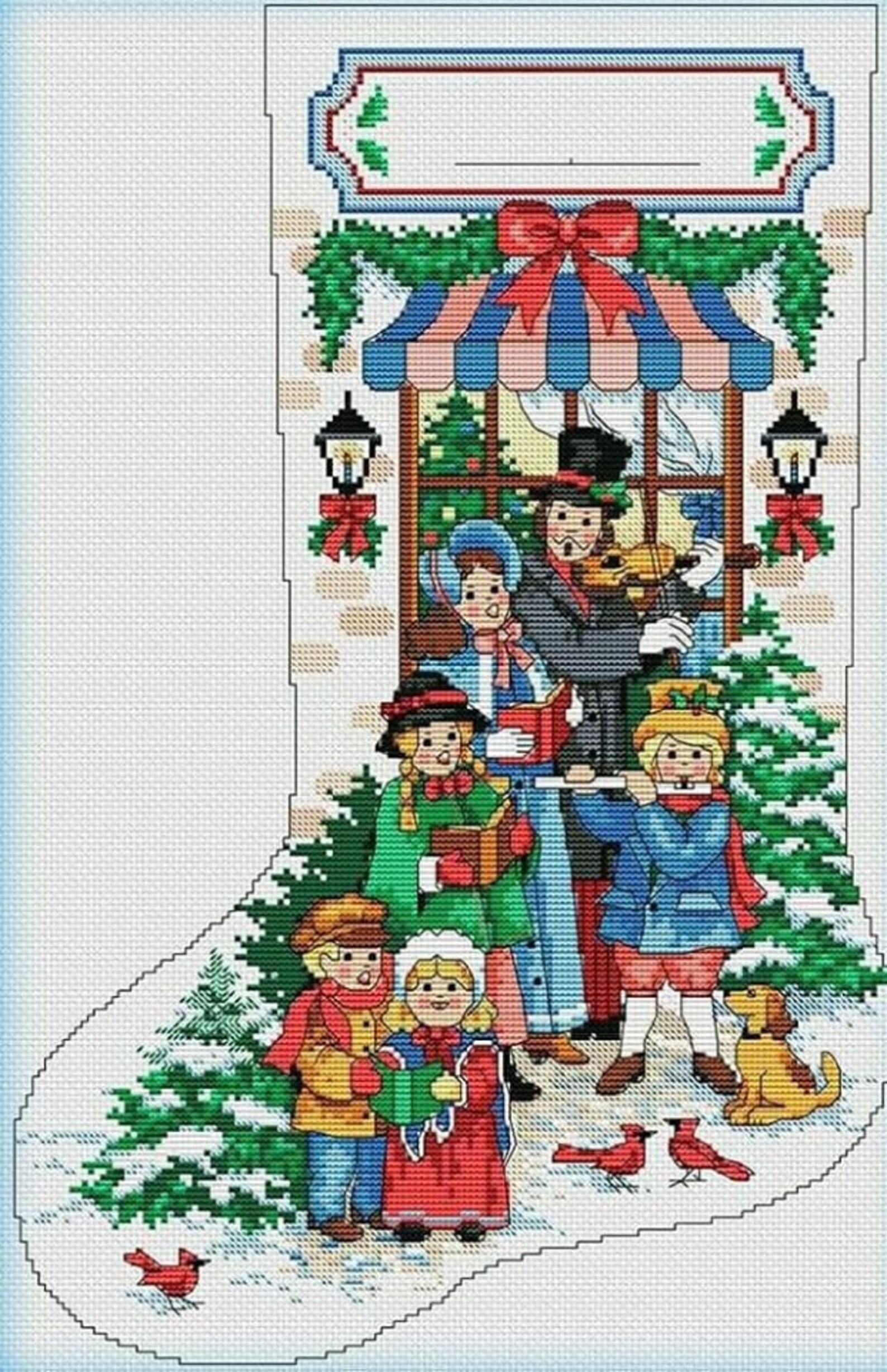 Christmas Stocking PDF Pattern Cross Stitch Vintage Embroidery ...