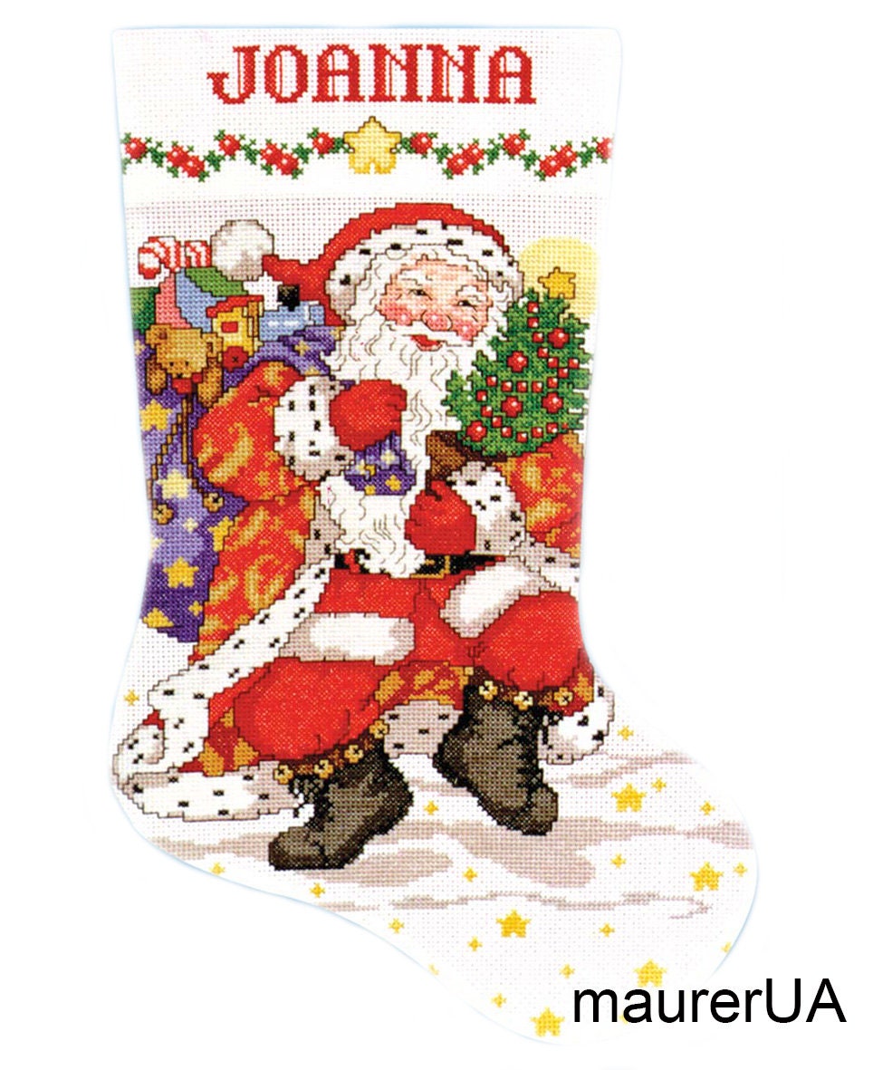 Personalised Christmas Stocking With Embroidered Santa Dancing - Etsy